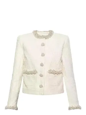 SELF-PORTRAIT Textured Denim Jacket - Neutrals