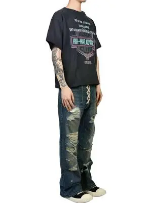 JUN/NAKAYAMA Graphic-print Box-fit T-shirt - Black