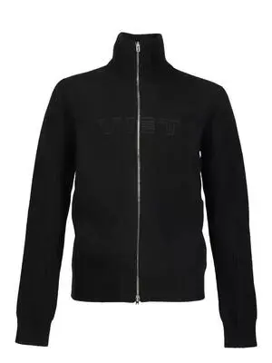 Vetements Logo-embroidered Zip-up Sweater - Black