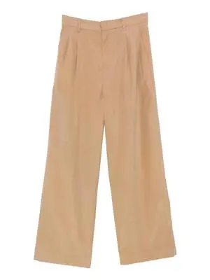 WHITE SAND Pleated Wide-leg Trousers - Neutrals