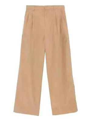 WHITE SAND Pleated Wide-leg Trousers - Neutrals