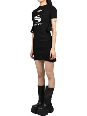 SRVC STUDIO Logo-print Cut-out Mini Dress - Black