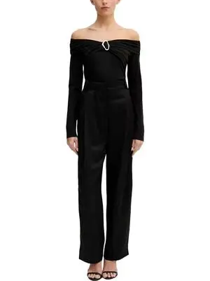 Sisley Pleated Tapered Trousers - Black