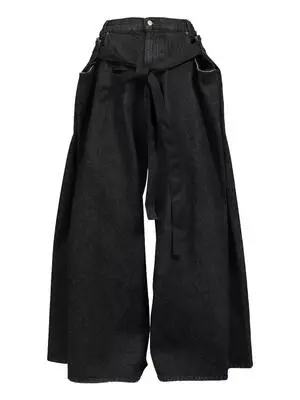 LỰU ĐẠN Tie Maxi Jeans - Black