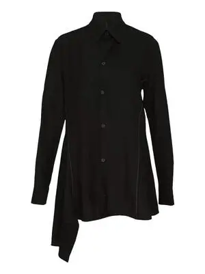 Yohji Yamamoto Asymmetric Contrast-stitch Shirt - Black