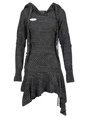 NΦ DRESS Striped Asymmetric Dress - Black