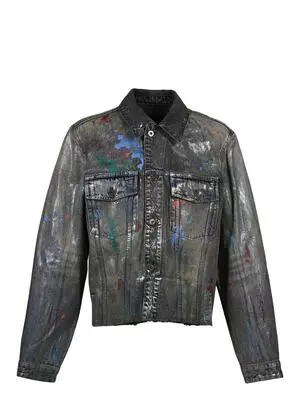 We11Done Painted-detail Denim Jacket - Black