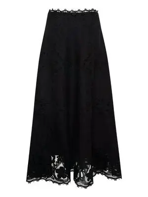 ULLA JOHNSON Ulla Johnson Guipure Lace-Trimmed A-Line Skirt
