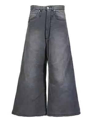 LỰU ĐẠN Washed-effect Wide-leg Jeans - Grey