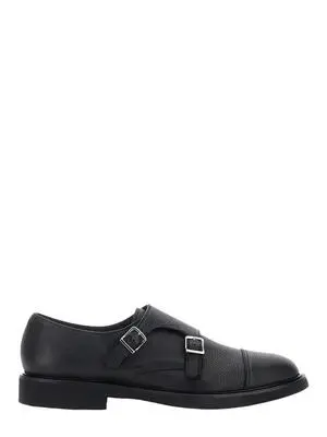 DOUCAL'S Double-strap Leather Monk Shoes - Black