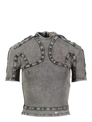 KNWLS Scuba Panelled Cropped Top - Grey