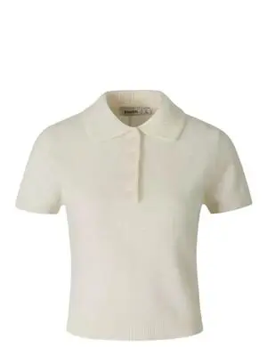 Simkhai Cashmere Short-sleeve Polo Shirt - White