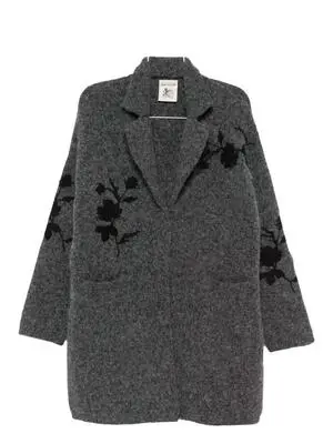 SEMICOUTURE Semicouture Floral-Intarsia Notched-Lapels Coat