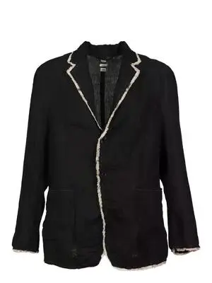 POST ARCHIVE FACTION Drifter Raw-edge Linen Jacket - Black