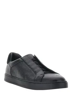 DOUCAL'S Spencer Grainy-leather Sneakers - Black