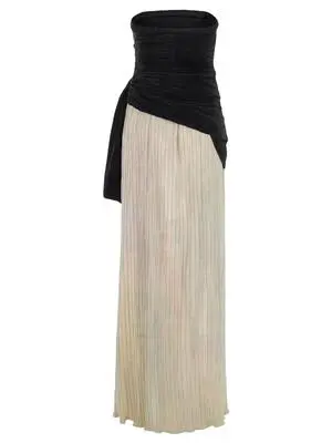 Simkhai SIMKHAI Laia Pleated Strapless Maxi Dress Neutrals