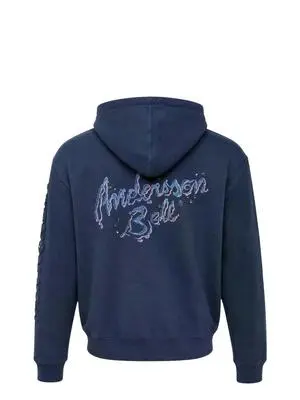 Andersson Bell Patchwork Logo-embroidered Hoodie - Blue