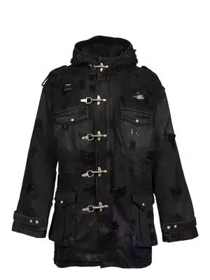 THUG CLUB Tribal M-65 Distressed Coat - Black