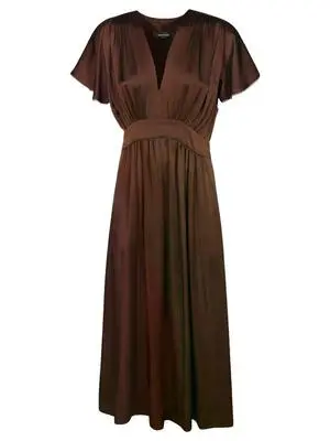 Fabiana Filippi Satin Midi Dress - Brown