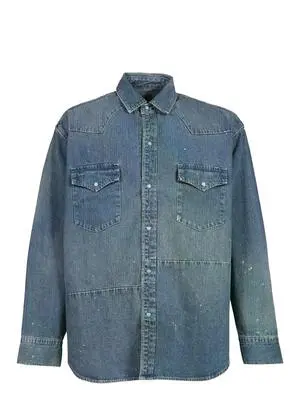 PORTER CLASSIC Breakfast Western Shirt - Blue