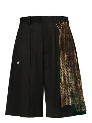 PACE Crochet-detail Pleated Shorts - Black