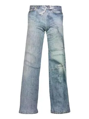 LA MASKARADE Trompe L'oeil Straight Leg Trousers - Blue