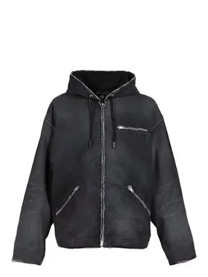 MASTERMIND WORLD Distressed Hooded Jacket - Black