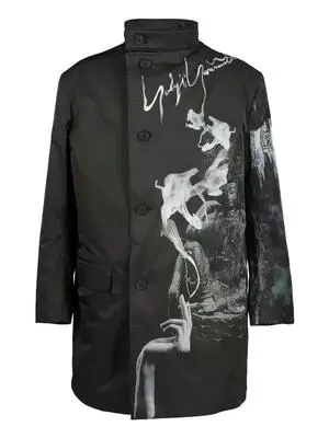 Yohji Yamamoto Smoking Gothic Graphic-print Button-up Jacket - Black