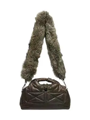 OPEN YY Open YY Faux-Fur Strap Tote Bag Brown