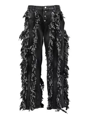 THUG CLUB Angels Fringe-trimmed Jeans - Black