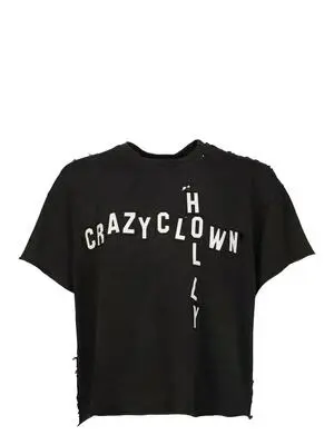 CRAZY CLOWN L.A. Distressed Graphic-print T-shirt - Black