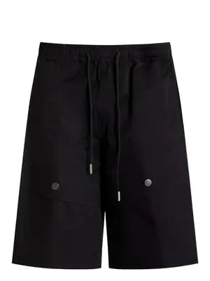 YES LONDON Drawstring Waist Cargo Shorts - Black