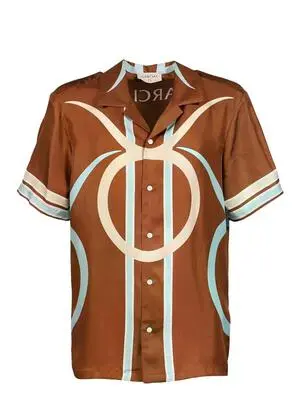 GARCIAS Logo-print Silk Bowling Shirt - Brown