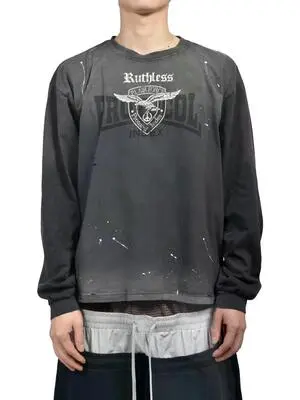 PROTOCOL INDEX Distressed Paint-splatter Sweatshirt - Grey