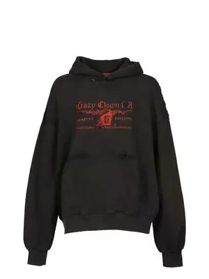 CRAZY CLOWN L.A. Logo-print Distressed Hoodie - Black