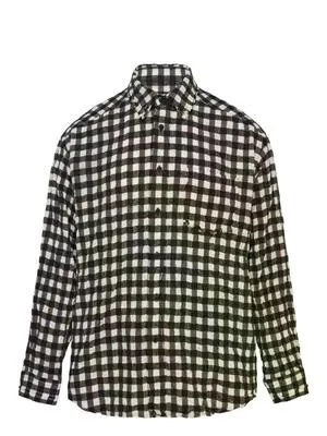 SOLID HOMME Frayed Gingham-check Shirt