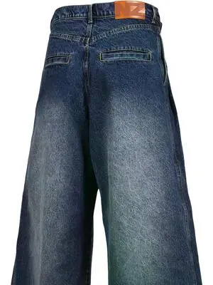 Natasha Zinko Pleated Wide-leg Jeans - Blue