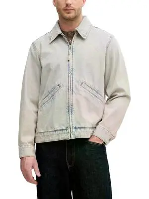 SISLEY Sisley Acid-Wash Zip-Up Denim Jacket