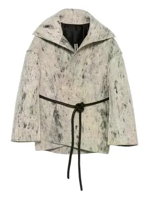 Rick Owens Dracucollar Extreme-collar Coat - White