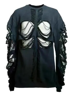 JUN/NAKAYAMA Distressed Cross-motif Sweater - Black