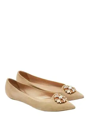 CASADEI Casadei Vintage Crystal-Embellished Suede Pointed-Toe Pumps