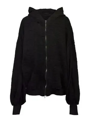 JULIUS JULIUS Cotton Jacquard Zip-Up Hoodie Black