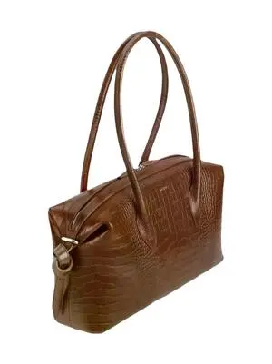 Yuzefi Brioche Croc-effect Leather Shoulder Bag - Brown