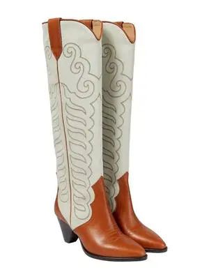 Isabel Marant Étoile Liela Leather And Suede Cowboy Boots - Multicoloured