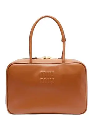 Miu Miu Beau Leather Tote Bag - Brown