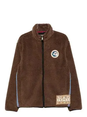 NAPAPIJRI Logo Patch Fleece Jacket - Brown