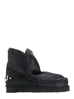 Mou Rhinestone Logo Boots - Black