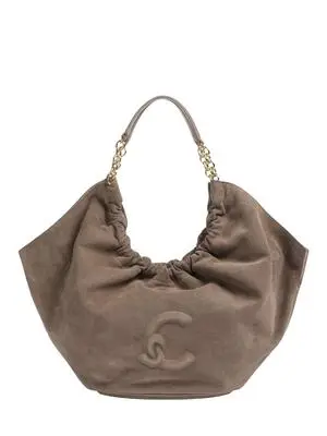 COCCINELLE COCCINELLE Suede Handbag With Embossed Logo Beige