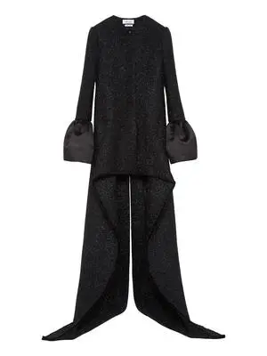 Alexander McQueen Metallic Tweed High-low Coat - Black