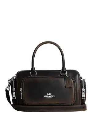 COACH OUTLET COACH Outlet Rowan Satchel Bag With Pockets In Loved Leather Silver/black Brown